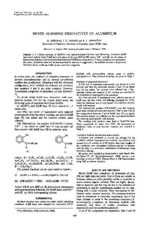 (PDF) Mixed aldimine derivatives of aluminium