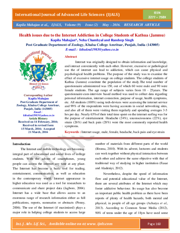 (PDF) 1. Health issues due to the Internet Addiction in College ...