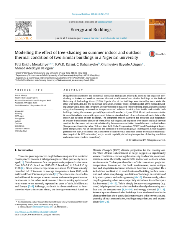 (PDF) Modelling the effect of tree-shading on summer indoor and outdoor ...