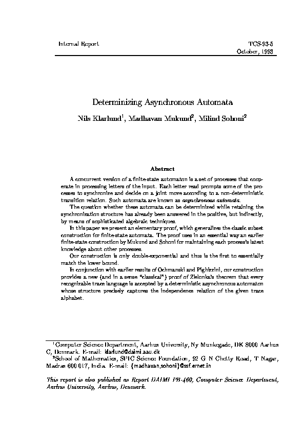 (PDF) Determinizing Asynchronous Automata