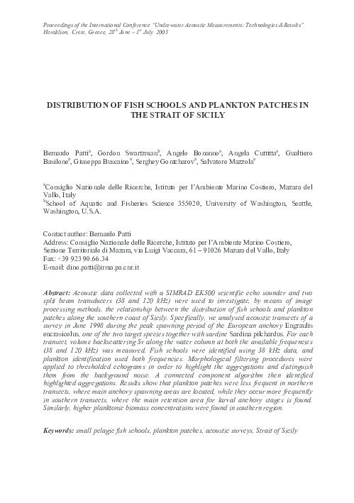 (PDF) Distribution of fish schools and plankton patches in the Strait ...