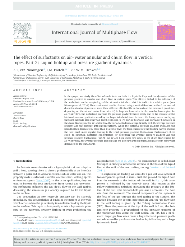 (PDF) The effect of surfactants on air–water annular and churn flow in ...