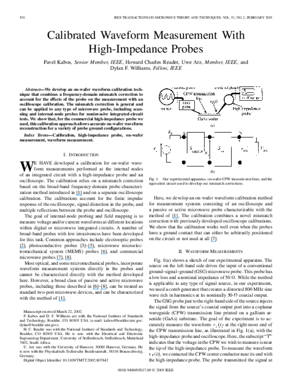 Pdf Calibrated Waveform Measurement With High Impedance Probes