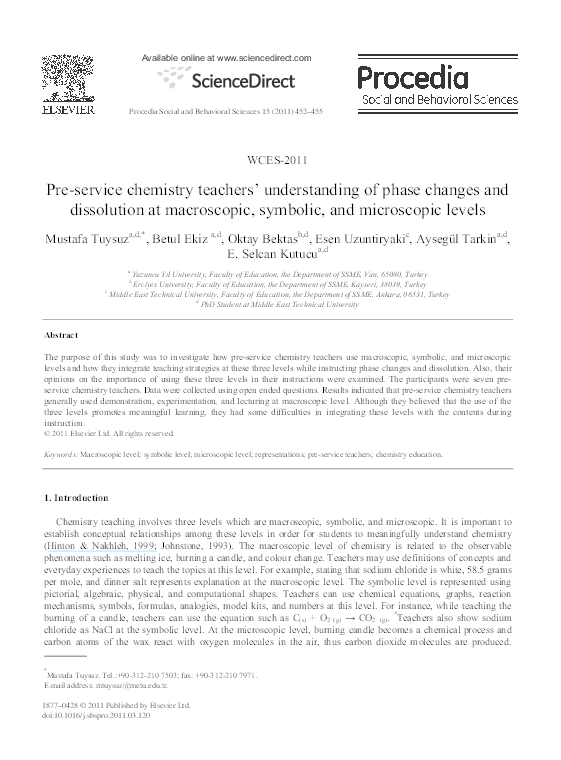 (PDF) Pre-service chemistry teachers’ understanding of ionization and dissolution