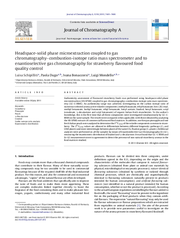 (PDF) Headspace-solid phase microextraction coupled to gas chromatography–combustion-isotope ...