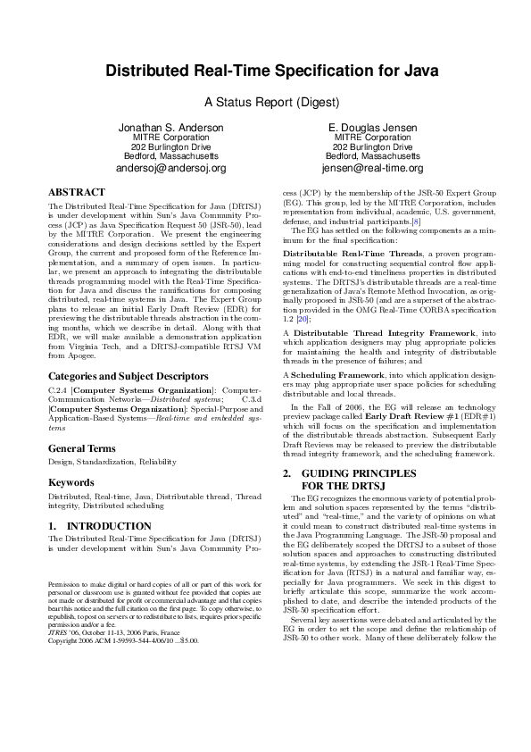 (PDF) The Distributed Real-Time Specification for Java