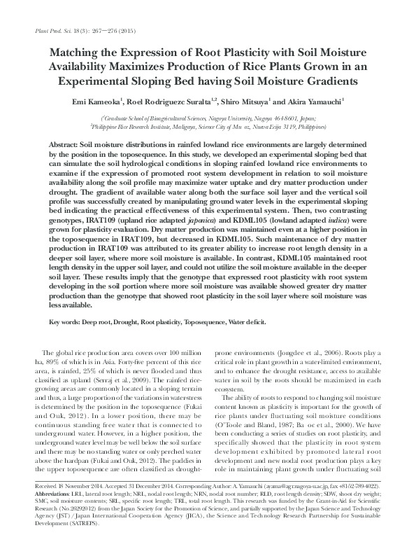 (PDF) Kameoka et al 2015 | Roel Suralta - Academia.edu