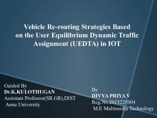 (PPT) Vehicle Re routing Strategies Based