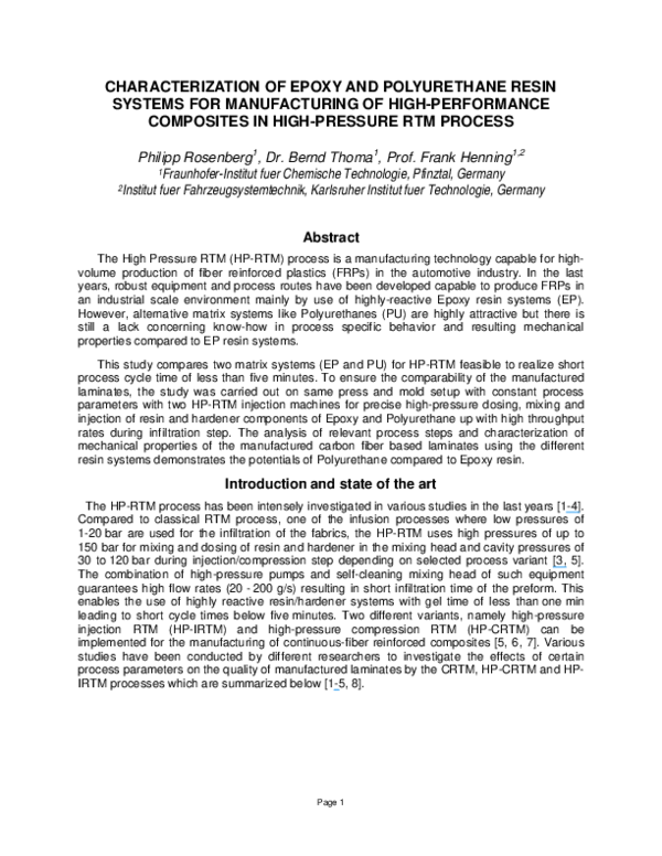 (PDF) Characterization of Epoxy and Polyurethane Resin Systems for ...