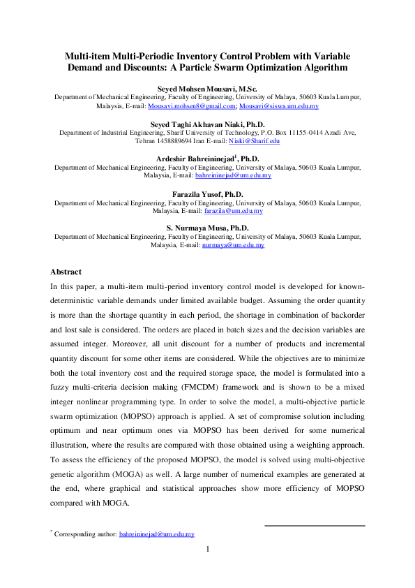 (PDF) Multi-Item Multiperiodic Inventory Control Problem with Variable Demand and Discounts: A ...