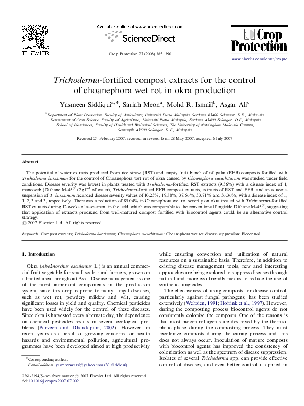 (PDF) Trichoderma-fortified compost extracts for the control of ...