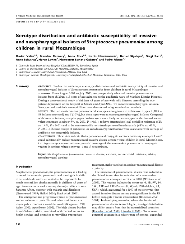 (PDF) Serotype distribution and antibiotic susceptibility of invasive ...