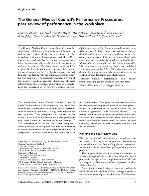 (PDF) The General Medical Council’s Performance Procedures: the ...