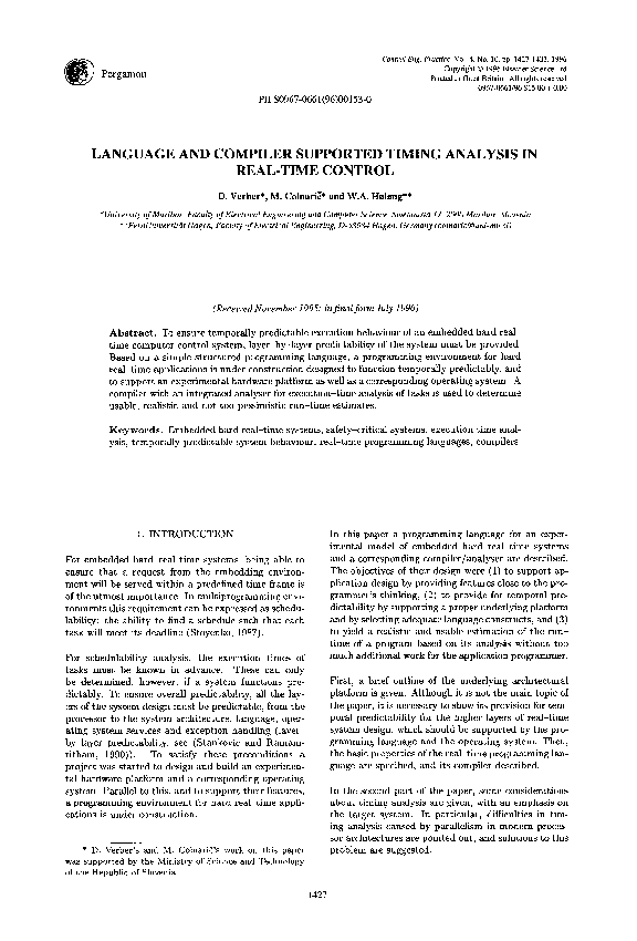 (PDF) Language and compiler supported timing analysis in real-time control