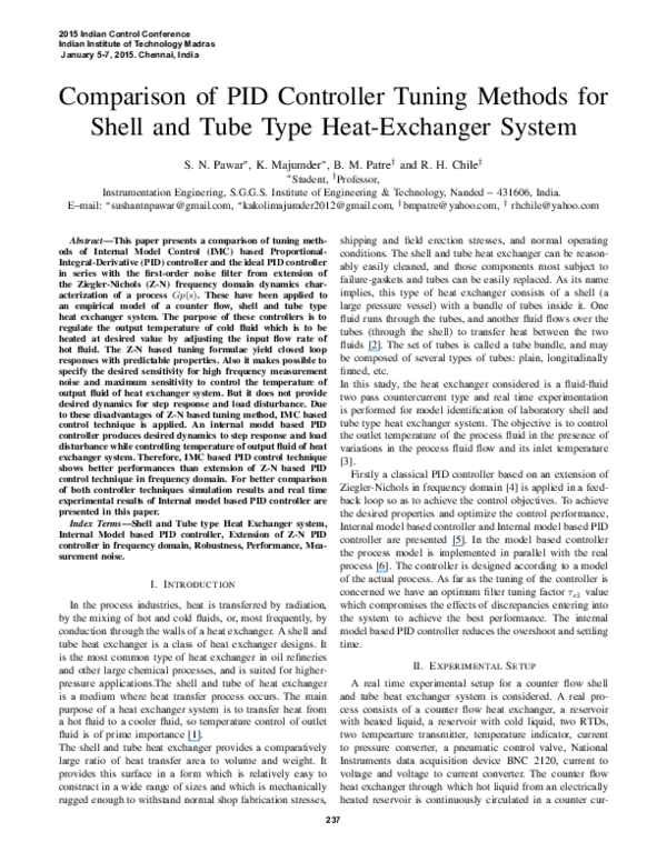 (PDF) Comparison of PID Controller Tuning Methods for Shell and Tube ...