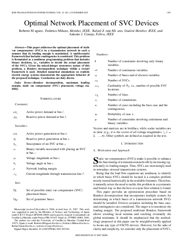 (PDF) Optimal Network Placement of SVC Devices