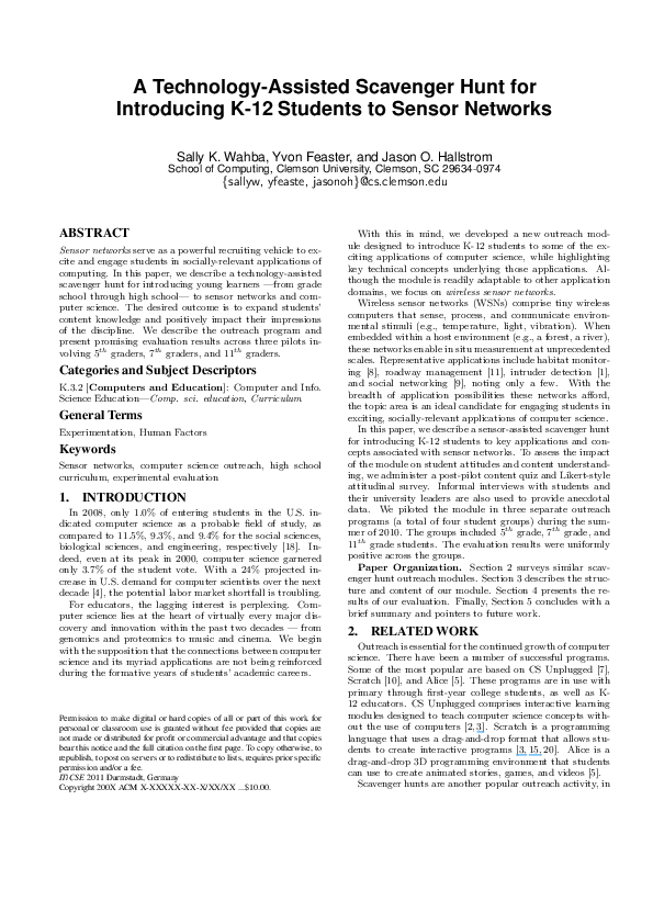 (PDF) A technology-assisted scavenger hunt for introducing K-12 ...