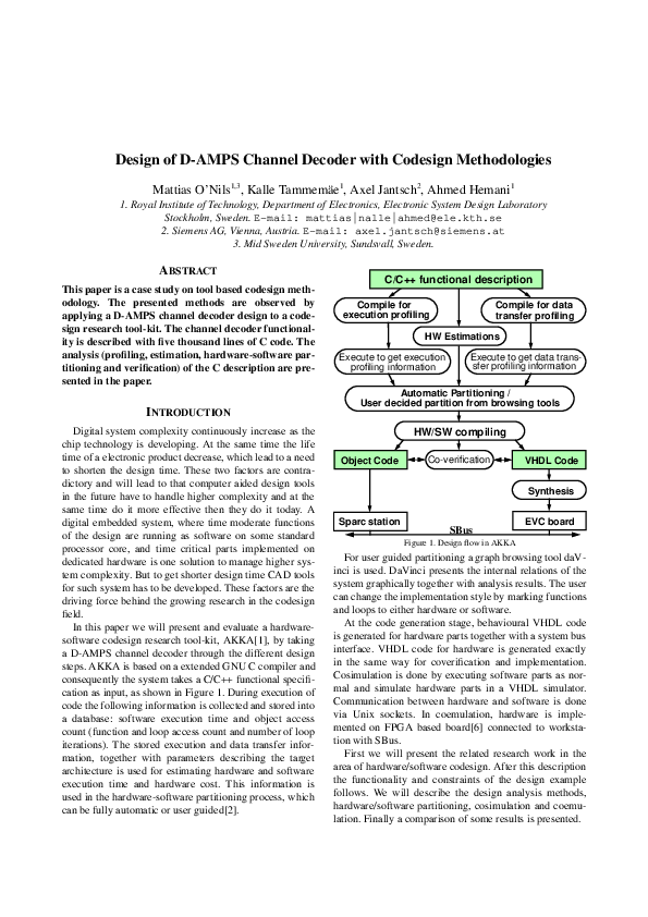 (PDF) Design of D-AMPS Channel Decoder with Codesign Methodologies