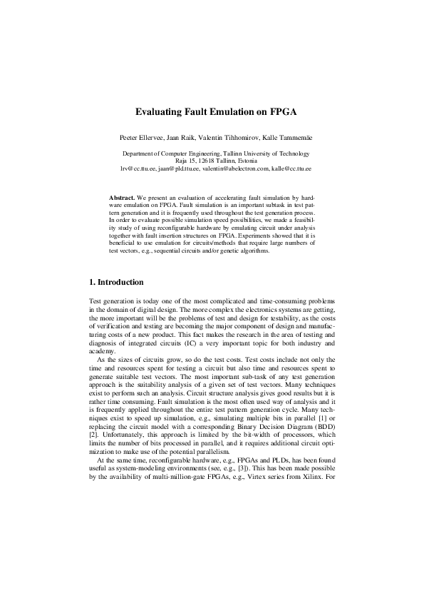 Pdf Evaluating Fault Emulation On Fpga