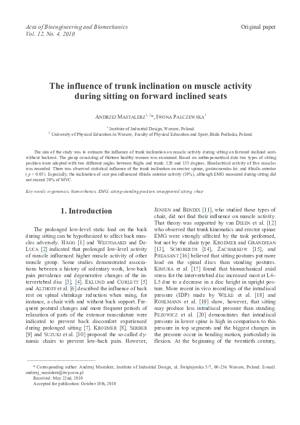 (PDF) The influence of trunk inclination on muscle activity during ...