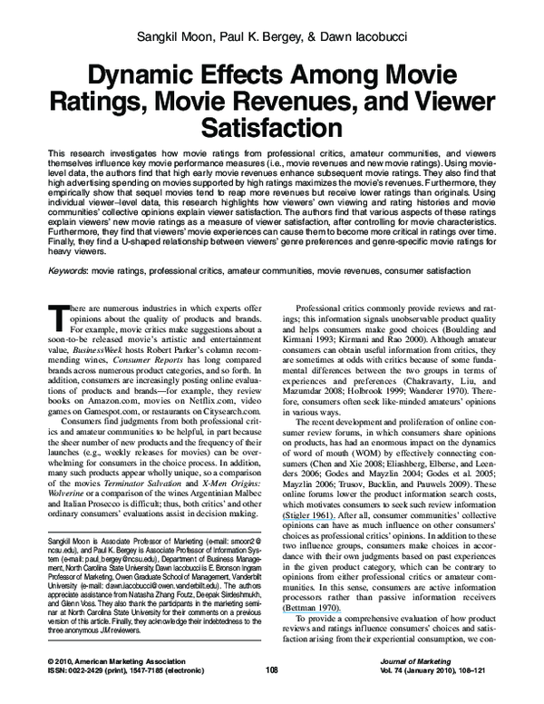 (PDF) Dynamic Effects Among Movie Ratings, Movie Revenues, and Viewer ...