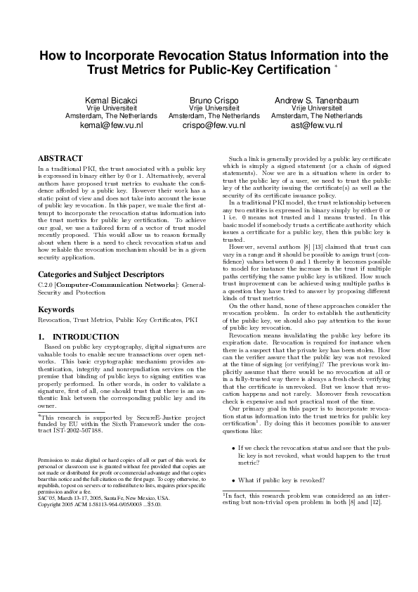 (PDF) How to incorporate revocation status information into the trust ...