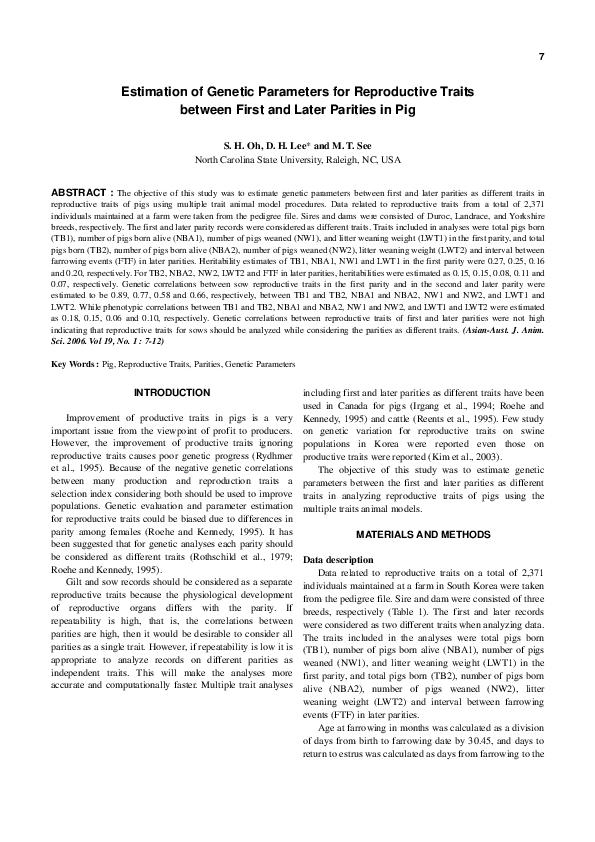 (PDF) Estimation of genetic parameters for reproductive traits in Lori-Bakhtiari sheep
