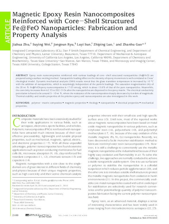 (PDF) Magnetic Epoxy Resin Nanocomposites Reinforced with Core−Shell ...