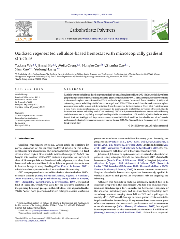 (PDF) Oxidized regenerated cellulose-based hemostat with ...