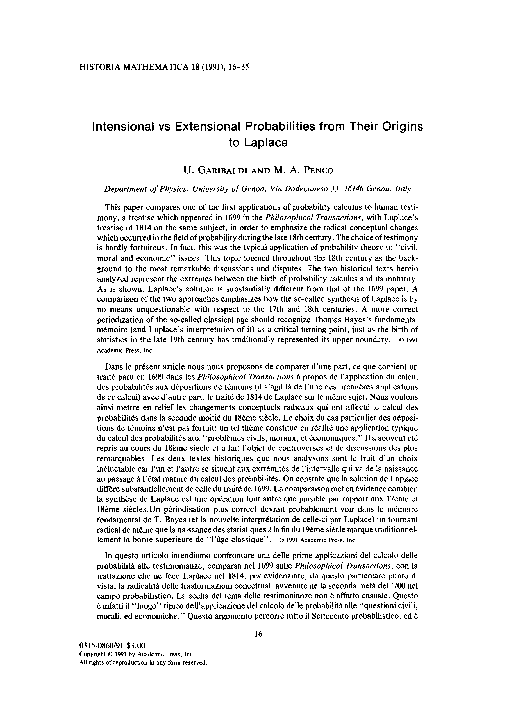 (PDF) Intensional vs extensional probabilities from their origins to ...