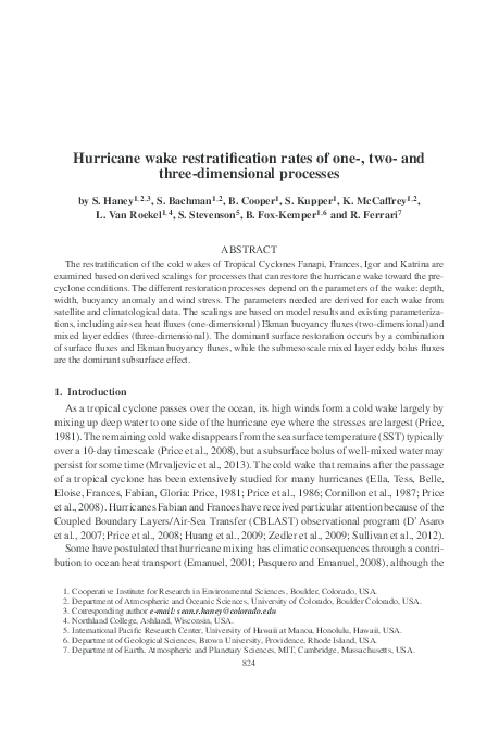 (PDF) Hurricane wake restratification rates of one-, two-and three ...