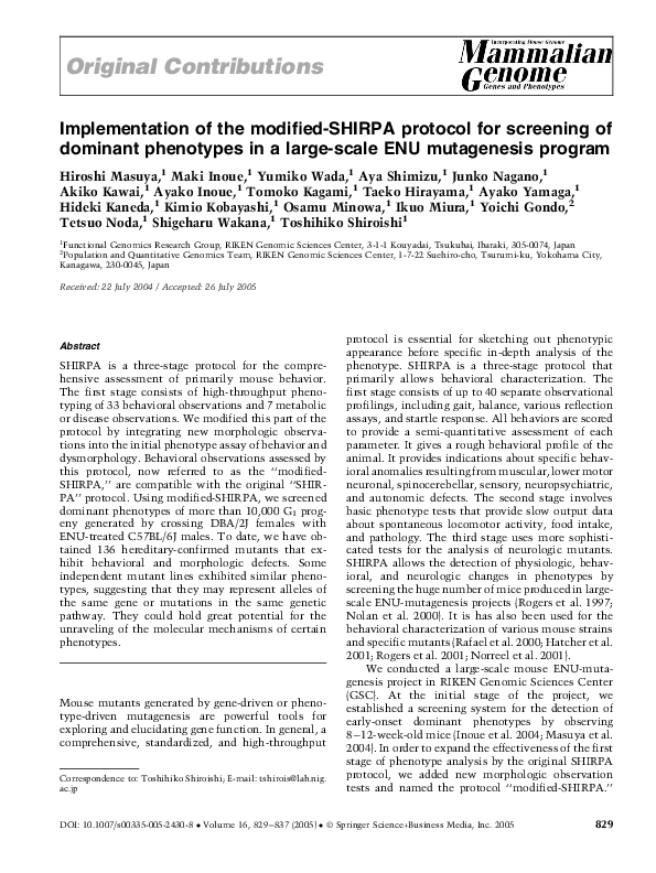 (PDF) Implementation of the modified-SHIRPA protocol for screening of ...
