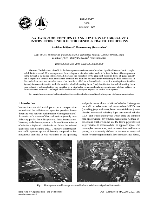 (PDF) Evaluation of left turn channelization at a signalized intersection under heterogeneous ...