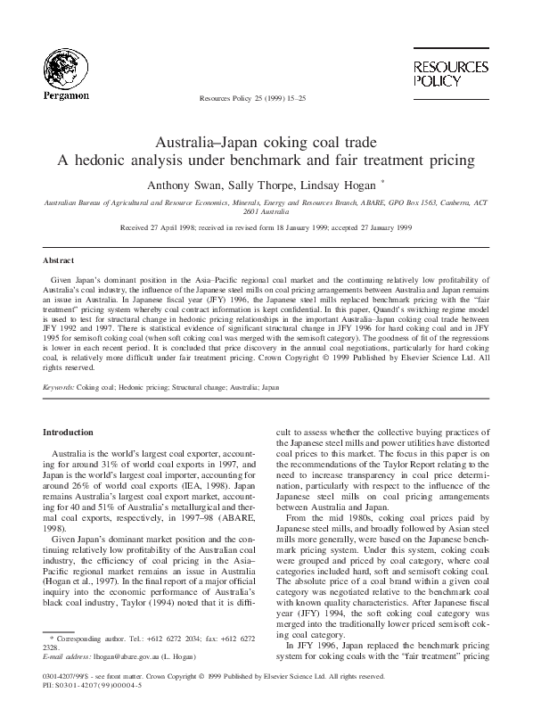 (PDF) Australia–Japan coking coal trade