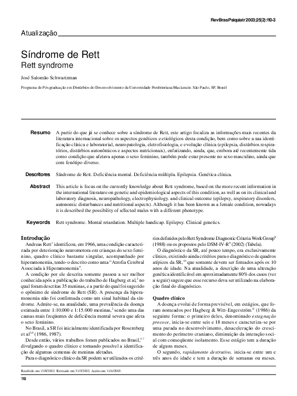 (PDF) Síndrome de Rett