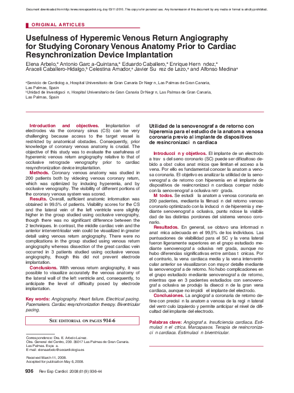 (PDF) Usefulness of Hyperemic Venous Return Angiography for Studying ...