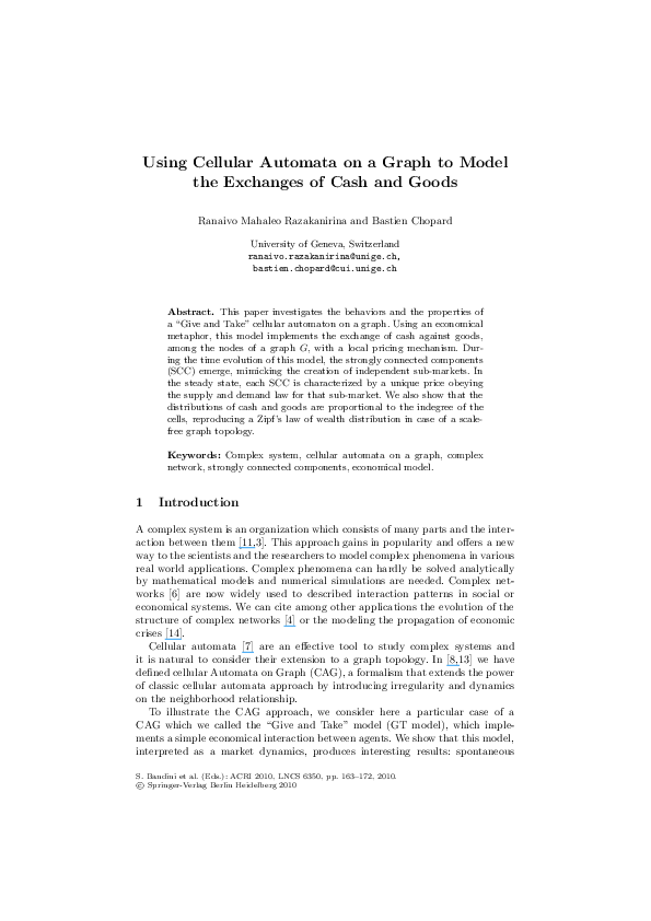 (PDF) Using Cellular Automata on a Graph to Model the Exchanges of Cash ...