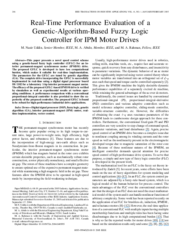 Pdf Real Time Performance Evaluation Of A Genetic Algorithm Based Fuzzy Logic Controller For