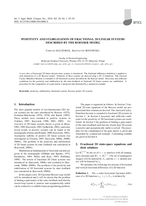 Pdf Positivity In Fractional 2d Roesser Systems