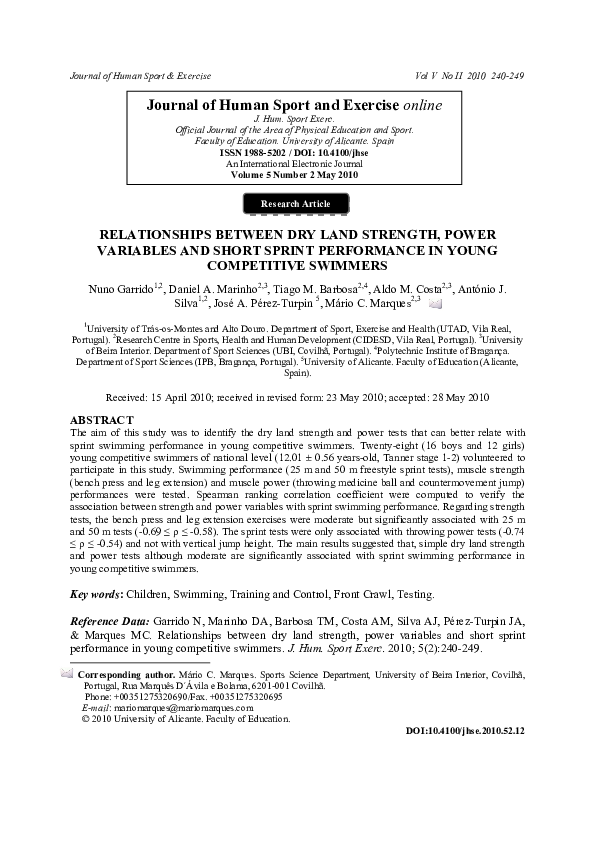 (PDF) Relationships between dry land strength, power variables and short sprint performance in ...