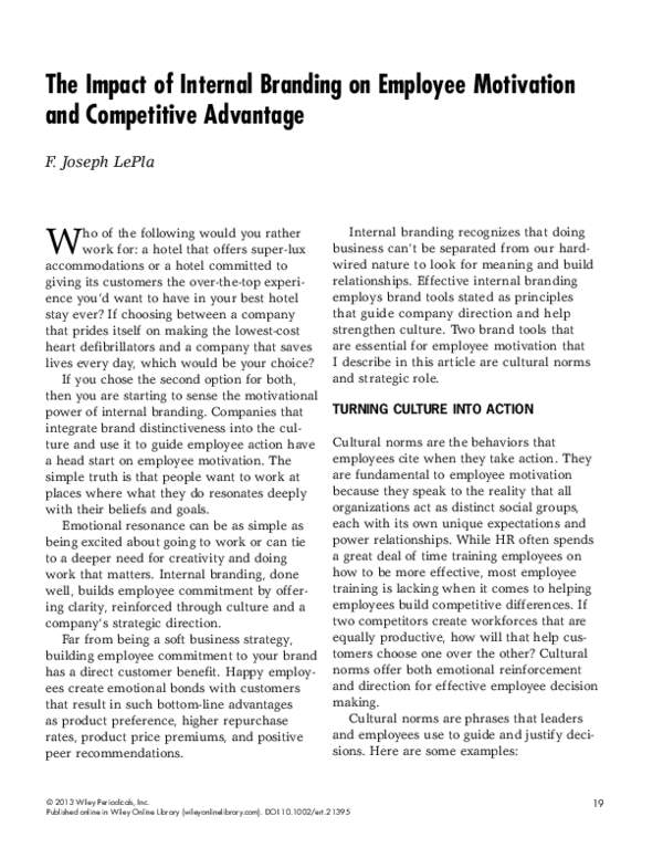 (PDF) The Impact of Internal Branding on Employee Motivation and ...