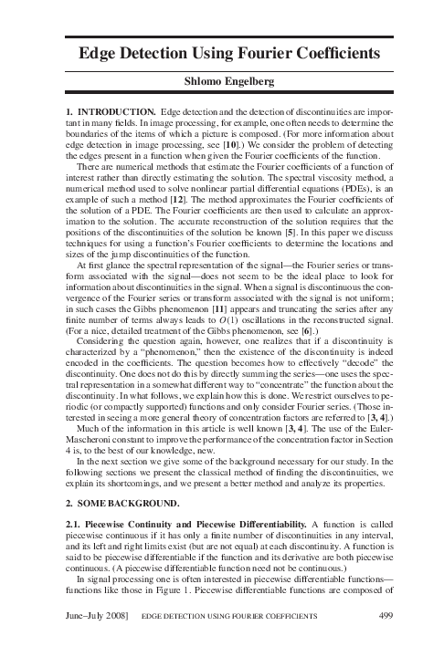 (PDF) Edge detection using Fourier coefficients