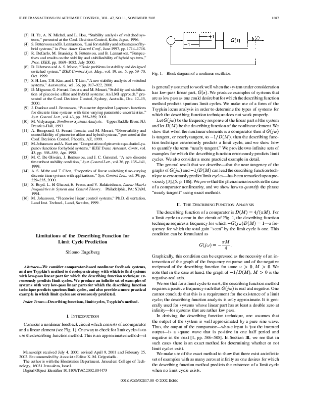 (PDF) Limitations of the describing function for limit cycle prediction