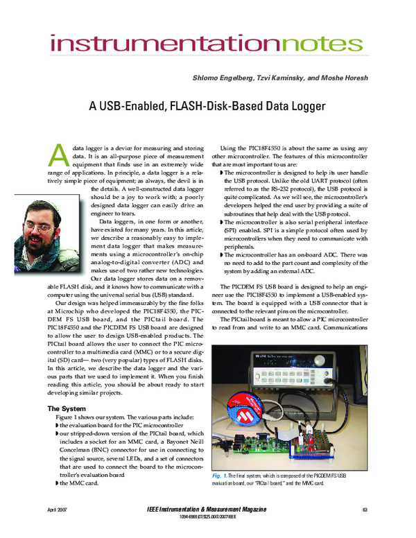 (PDF) instrumentation notes - A USB-Enabled, FLASH-Disk-Based Data Logger