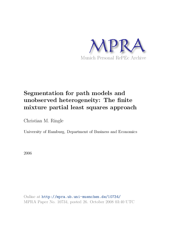 Pdf Segmentation For Path Models And Unobserved Heterogeneity The