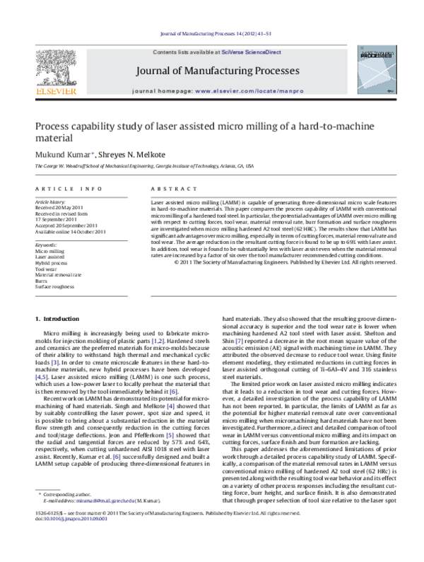 (PDF) Process capability study of laser assisted micro milling of a ...