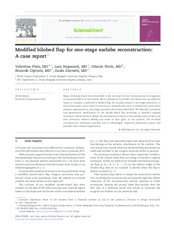 (PDF) Modified bilobed flap for one-stage earlobe reconstruction: A ...
