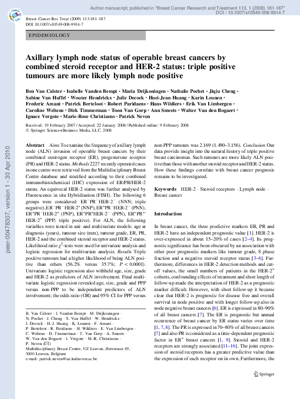 (PDF) Axillary lymph node status of operable breast cancers by combined ...