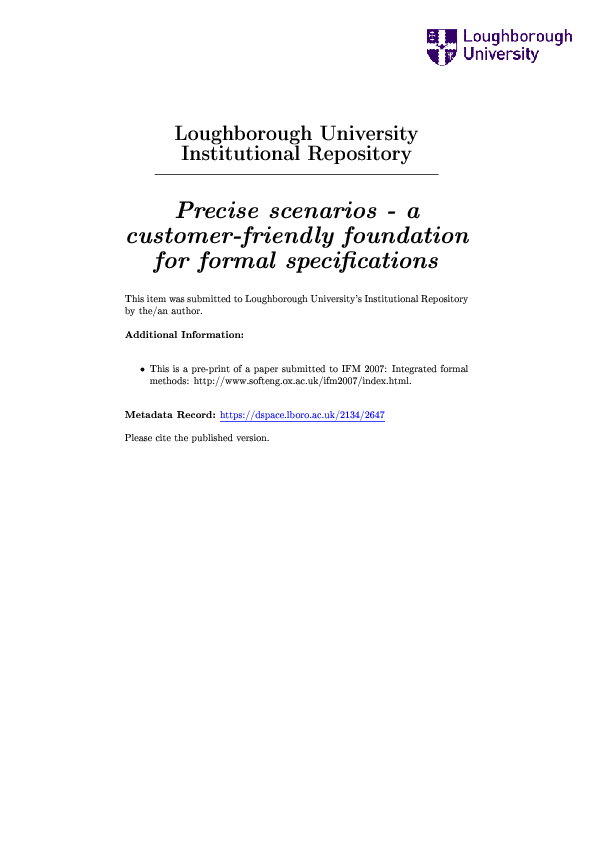 (PDF) Precise Scenarios - A Customer-Friendly Foundation for Formal ...