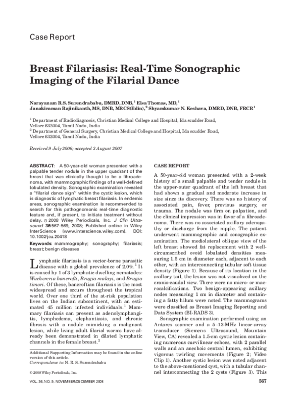 (PDF) Breast filariasis: Real-time sonographic imaging of the filarial ...